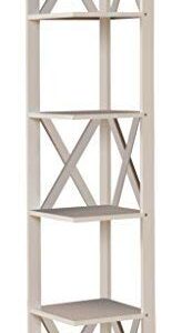 Kings Brand Furniture - Whiteley Wood Wall Corner 5 Tier Bookshelf Display Stand, White