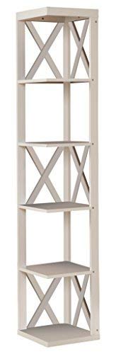 Kings Brand Furniture - Whiteley Wood Wall Corner 5 Tier Bookshelf Display Stand, White