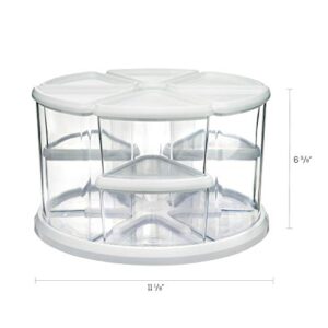 Deflecto Rotating Carousel Craft Organizer, 9-Canister, Includes 3" and 6" Canisters, Removable, Clear, Lids