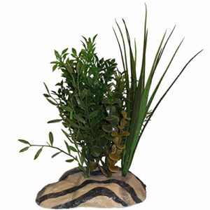 rock garden 8" natural green plant with decorative resin base, large