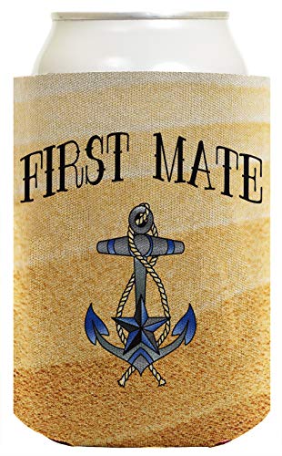 Boating Gift Captain and First Mate 2 Pack Sandy Beach Ocean Shore Can Coolies