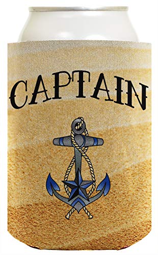 Boating Gift Captain and First Mate 2 Pack Sandy Beach Ocean Shore Can Coolies