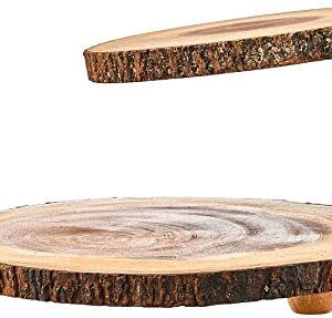 Lipper International Acacia 2-Tier Tree Bark Server for Meats, Cheeses, and Crackers,Acacia Tree Bark, 14"L x 14"W x 8"Th