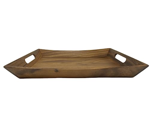 Lipper International Acacia Curved Serving Tray, 19.88" x 14" x 2.5"