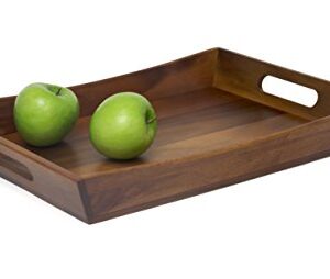 Lipper International Acacia Curved Serving Tray, 19.88" x 14" x 2.5"