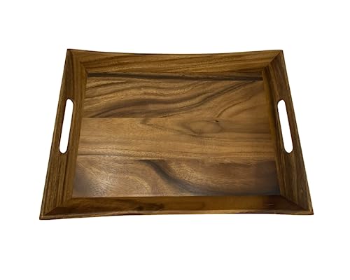 Lipper International Acacia Curved Serving Tray, 19.88" x 14" x 2.5"