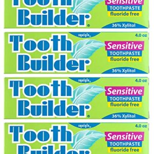 Squigle Tooth Builder SLS Free Toothpaste (Stops Tooth Sensitivity) Prevents Canker Sores, Cavities, Perioral Dermatitis, Bad Breath, Chapped Lips - 4 Pack