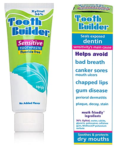 Squigle Tooth Builder SLS Free Toothpaste (Stops Tooth Sensitivity) Prevents Canker Sores, Cavities, Perioral Dermatitis, Bad Breath, Chapped Lips - 4 Pack