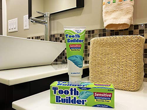 Squigle Tooth Builder SLS Free Toothpaste (Stops Tooth Sensitivity) Prevents Canker Sores, Cavities, Perioral Dermatitis, Bad Breath, Chapped Lips - 4 Pack