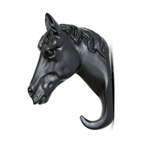 HERNGEE Horse Head Single Wall Hook / Hanger Animal Shaped Coat Hat Hook Heavy Duty, Rustic, Decorative Gift (Horse Black)