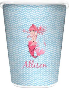 rnk shops mermaid waste basket - single sided (white) (personalized)