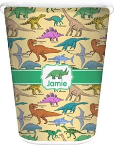 rnk shops dinosaurs waste basket - single sided (white) (personalized)