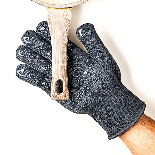 GRILL ARMOR GLOVES – Oven Gloves 932°F Extreme Heat & Cut Resistant Oven Mitts with Fingers for BBQ, Cooking, Grilling, Baking – Accessory for Smoker, Cast Iron, Fire Pit, Camping, Fireplace and More