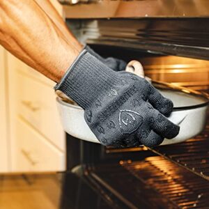 GRILL ARMOR GLOVES – Oven Gloves 932°F Extreme Heat & Cut Resistant Oven Mitts with Fingers for BBQ, Cooking, Grilling, Baking – Accessory for Smoker, Cast Iron, Fire Pit, Camping, Fireplace and More