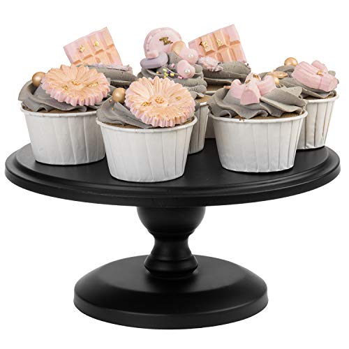 MyGift® Black Metal 10-Inch Cake Stand, Decorative Cupcake, Dessert and Appetizer Plate Pedestal Stand