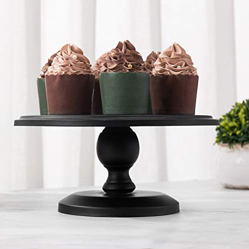 MyGift® Black Metal 10-Inch Cake Stand, Decorative Cupcake, Dessert and Appetizer Plate Pedestal Stand