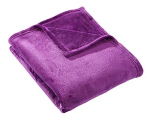 hyseas flannel fleece throw blanket purple - super soft plush microfiber solid blanket for couch, bed, chair, sofa - fuzzy cozy lightweight - 50x60 inch