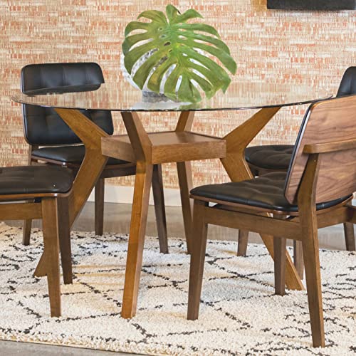 Coaster Furniture Paxton Mid Century Modern Wood Table Base Only Glass Top Sold Separately Nutmeg Brown 122180