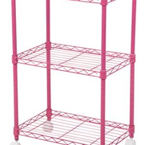 IRIS USA CBM-44073 Small Wire 3-Tier Colored Shelf, Pink