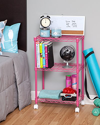 IRIS USA CBM-44073 Small Wire 3-Tier Colored Shelf, Pink