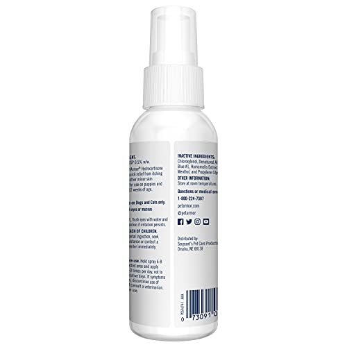 PetArmor Hydrocortisone Spray for Dogs & Cats, 4 oz