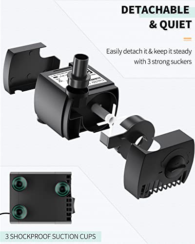 Uniclife 80 GPH Submersible Water Pump 4W 2.4ft High Lift Quiet Pump for Fountain Aquarium Fish Tank