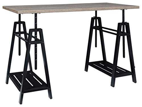 Signature Design by Ashley Irene Industrial Adjustable Desk, Beige & Gray