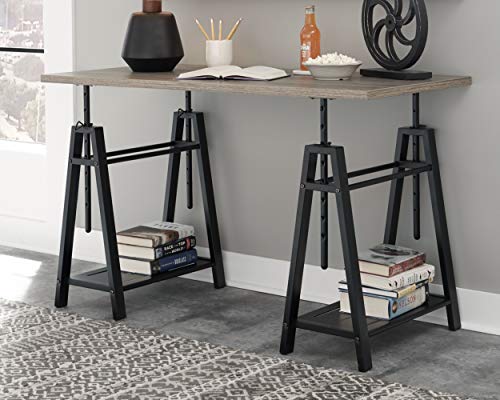 Signature Design by Ashley Irene Industrial Adjustable Desk, Beige & Gray