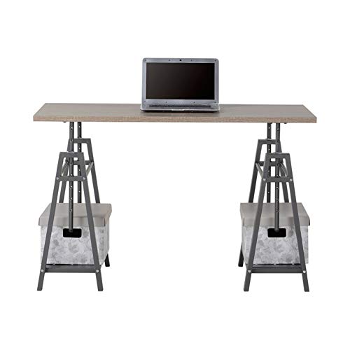 Signature Design by Ashley Irene Industrial Adjustable Desk, Beige & Gray