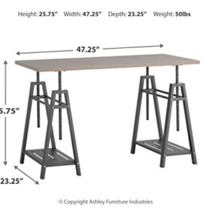 Signature Design by Ashley Irene Industrial Adjustable Desk, Beige & Gray