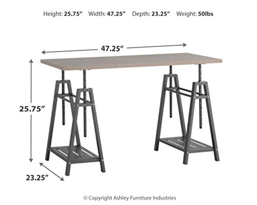 Signature Design by Ashley Irene Industrial Adjustable Desk, Beige & Gray