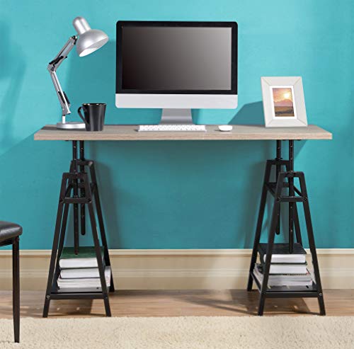 Signature Design by Ashley Irene Industrial Adjustable Desk, Beige & Gray