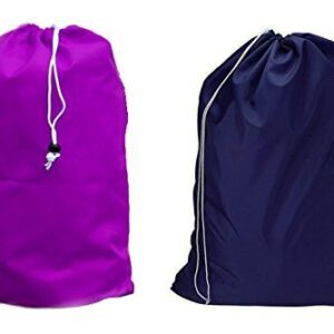 Large 30 X 40 Inch Heavy Duty Nylon Laundry Bag with Drawstring Slip Lock Closure, SET OF 2!!! Assorted Colors and Designs