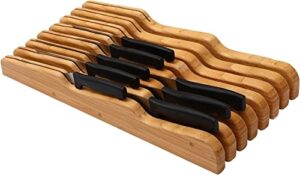 ybm home in drawer bamboo kitchen knife storage block, knife organizer and holder 317