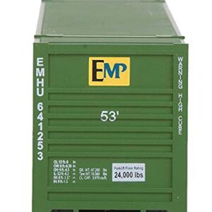 Walthers SceneMaster HO Scale Model of EMP (Green, Yellow) 53' Singamas Corrugated Side Container,949-8503