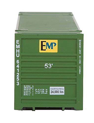 Walthers SceneMaster HO Scale Model of EMP (Green, Yellow) 53' Singamas Corrugated Side Container,949-8503