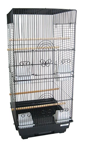 YML A6624 Bar Spacing Tall Square 4 Perches Bird Cage, 14 x 16, Black