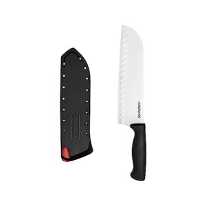 farberware edgekeeper santoko knife, 7-inch santoku, stainless steel