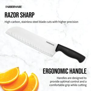 Farberware EdgeKeeper Santoko Knife, 7-inch Santoku, Stainless Steel