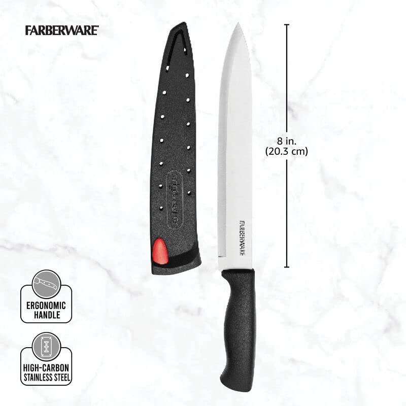 Farberware Edgekeeper Slicing Knife with Self-Sharpening Blade Cover, 8 Inch, Black