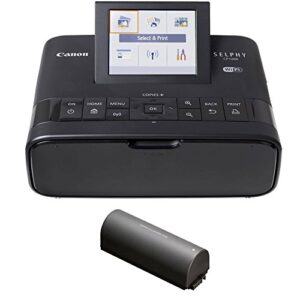 canon selphy cp1300 compact photo printer battery bundle (black)