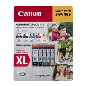 canon pgi-270xl, cli-271xl c/m/y/k ink cartridges value pack (5 cartridges)