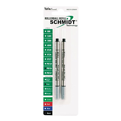 SCHMIDT P8126 Short Capless Rollerball Refill Fine Point 0.6mm, Black, 2 Pack Blister (SC58119)