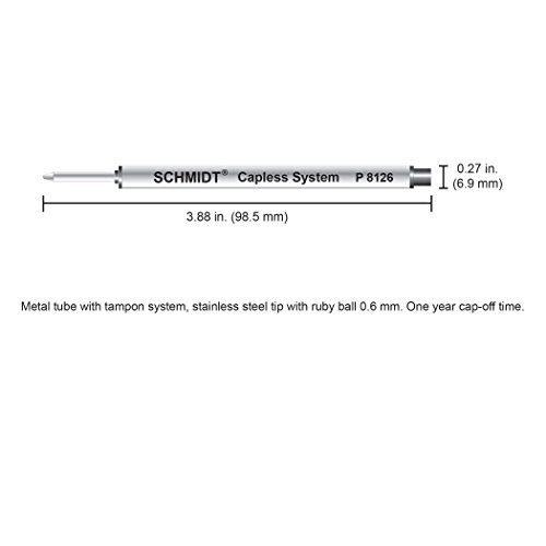 SCHMIDT P8126 Short Capless Rollerball Refill Fine Point 0.6mm, Green, 2 Pack Blister (SC58122)