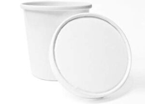 16 oz pint double wall white paper ice cream containers with matching paper lids (250 container & lid sets)