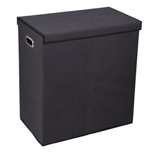 household essentials 5618 double hamper laundry sorter with magnetic lid closure - black