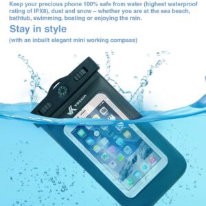 Voxkin Premium Quality Universal Waterproof Case with Armband, Compass, Lanyard - Best Water Proof, Dustproof, Snowproof Pouch Bag for iPhone 12 Pro Max, 12 Mini, S21 Ultra, S20, OnePlus 8, Pixel 5