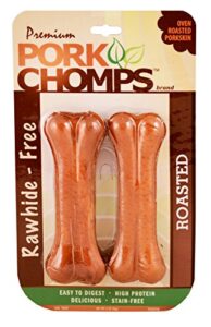 pork chomps roasted pressed pork skin dog chews, 4.5-inch bone, 2 count