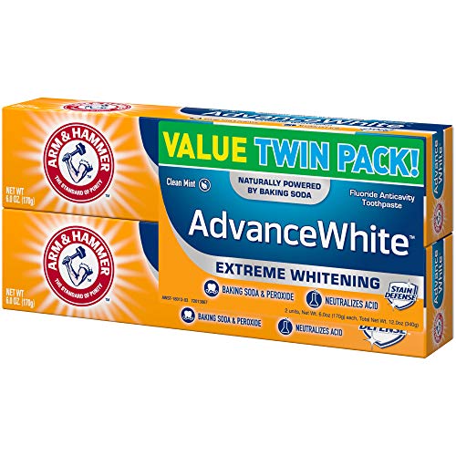 Arm & Hammer Advance White Extreme Whitening with Stain Defense, Fresh Mint, 6 oz Twin Pack (Packaging May Vary)