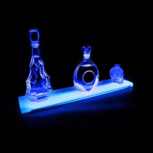 SPARIK ENJOY LED Lighted Liquor Bottle Display Shelf, 24-inch LED Bar Shelves for Liquor, 1-Step Lighted Liquor Bottle Shelf for Home/Commercial Bar, Acrylic Lighted Bottle Display with Remote